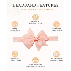 jollybows 40pcs Baby Girls Hair Bows Headbands Grosgrain Ribbon Hair Band Accessories for Infants Newborn Toddler (4In)