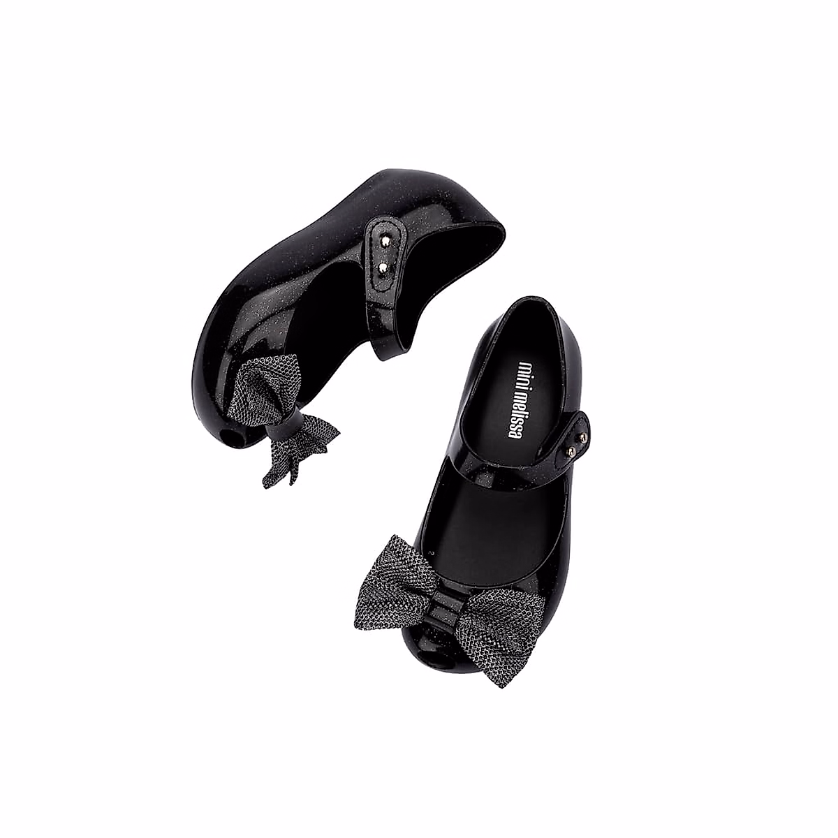 Mini Melissa Ultragirl Sweet IX Mary Jane Flats for Babies & Toddlers - Comfortable & Cute Peep Toe Jelly Flat Shoes with Clear Sparkly Upper, Pink Glitter/Beige, 9