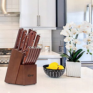 Knife Set,15-Piece Kitchen Knife Set with Block Wooden, Knife Block Set with High carbon stainless steel, Professional Chef Knife Set for Kitchen