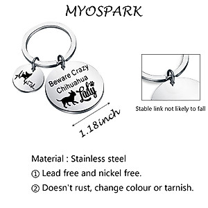 MYOSPARK Chihuahua Dog Lover Gift Beware Crazy Chihuahua Lady Keychain Chihuahua Jewelry Gift for Pet Owners (Chihuahua KC)