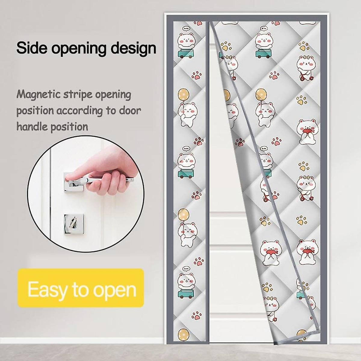 JIXAW Magnetic Thermal Insulated Door Curtain Transparent Thickened Upgraded Thermal Insulated Door Curtain Winter Doorway Oxford Garage Soundproof Blanket for Door,33x80 Inch