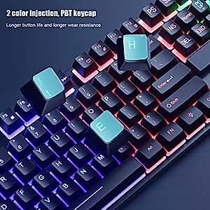 Wired Gaming Keyboard,RGB Backlit USB Gaming Keyboard,104 Keys Ergonomic Computer Keyboard,QWERTY Layout,for Home/Office/Laptop/Work/Gaming(Black)