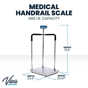 VivaComfort Medical Grade Digital Scale with Handles for Elderly, Bariatric Physician Scales, 660 lb / 300 kg Weight Capacity