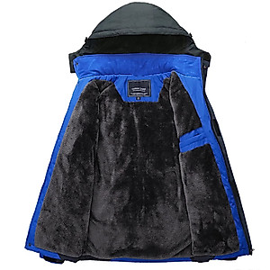 BIYLACLESEN Outdoor Jacket Winter Warm Jacket Hiking Jacket Camping Jackets Snow Jacket Ski Jacket With Hood Fleece Jacket Anorak Jacket