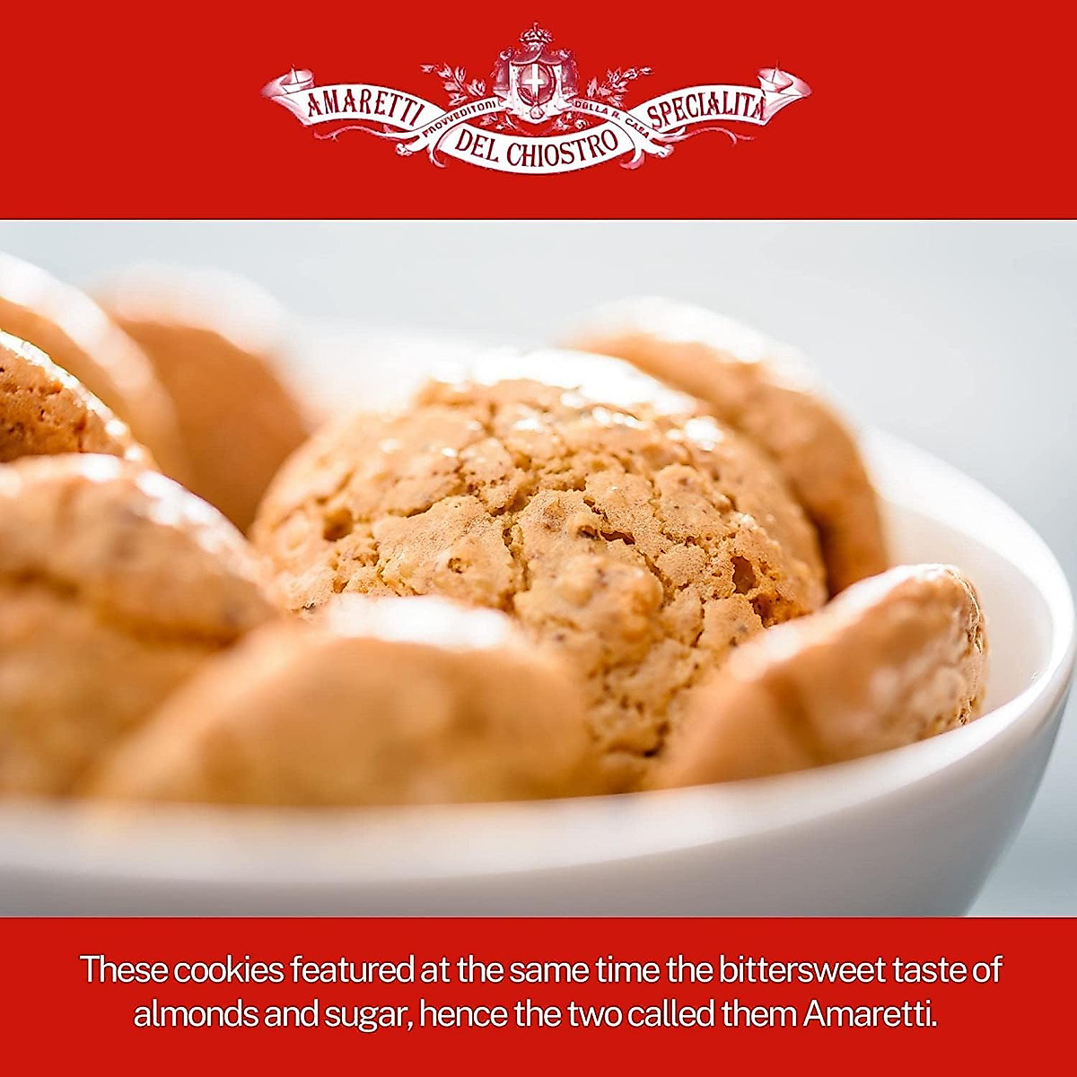 Amaretti del Chiostro Soft Cookies from Italy - Almond Sugar Cookies Individually Wrapped for Freshness - Traditional Italian Delicacies Gourmet Cookies & Gluten Free Snacks (Green Tower Tin, 6.35 oz)