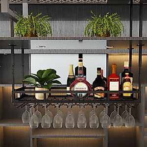 Wine Glass Rack, Under Cabinet Wine Rack Glass Holder Upside Down Wine Cups Holder Ceiling Bottle Rack - Hanging Stemware Holder for Bar Kitchen (Size : 100x35x16cm)