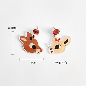 Cute Acrylic Christmas Santa Claus Drop Dangle Earrings Xmas Tree Rainbow for Women Holiday Festival Lightweight Decoration Party Jewelry-D