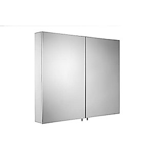 Croydex Finchley Double Door, Surface Mount Flexi-Fix Easy Installation System Medicine Cabinet, 31.5 in (W) x 26 in (H) Stainless Steel