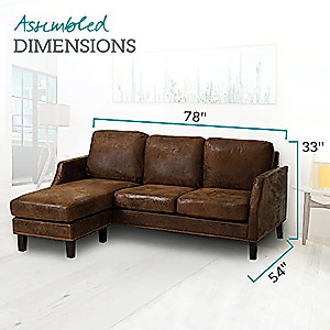 Abbyson Living Henry Reversible Sofa - Traditional Design, Fabric, Brown