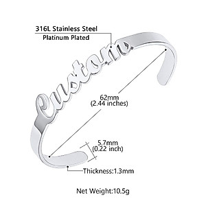 Engravable Cuff Bracelets for Women Custom Made Open Cuff Bangle Bracelet with Name Engraved Personalized Memorial Jewelry