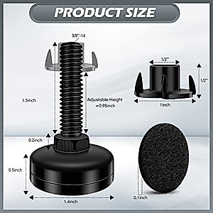 10 Set Adjustable Furniture Leveling Feet, Adjustable Leg Levelers for Cabinets Sofa Tables Chairs Raiser, Heavy Duty Height Adjuster Furniture Levelers Foot with T- Nut Kit 3/8”-16 Thread, Black