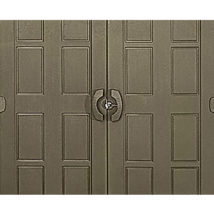 Keter Stronghold 10x8 Large Resin Outdoor Shed for Patio Furniture, Lawn Mower, and Bike Storage, Taupe