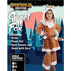 Spooktacular Creations Halloween Girls Fox Costume, Kids Sweet Fox Costume for Child, Toddler Halloween Dress Up, Jungle-themed Party (Medium (5-7 yrs))