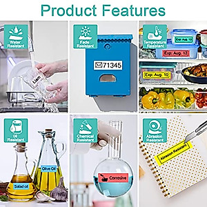 NineLeaf 3PK Black on Red MK421 Black on Blue MK521 Black on Green MK721 9mm 3/8'' x 8m Label Tape Compatible for Brother M-K421 M421 M-K521 M521 M-K721 P-Touch PT-70 PT-65 PT-80 Label Maker