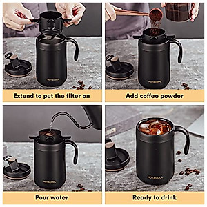 TEBICOO 16oz Camping Coffee Maker Pour Over Coffee Maker Set with Stainless Steel Coffee Mug + Collapsible Pour Over Coffee Filter - for Travel Camping Offices Backpacking
