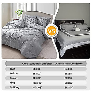 BedsPick Comforter Set Cal King (102"x 108"), Pinch Pleated Bedding Sets 3 Pieces, Pintuck Cationic Dyeing California King Comforter & 2 Pillow Shams, Down Alternative All Season Oversized Bed Set