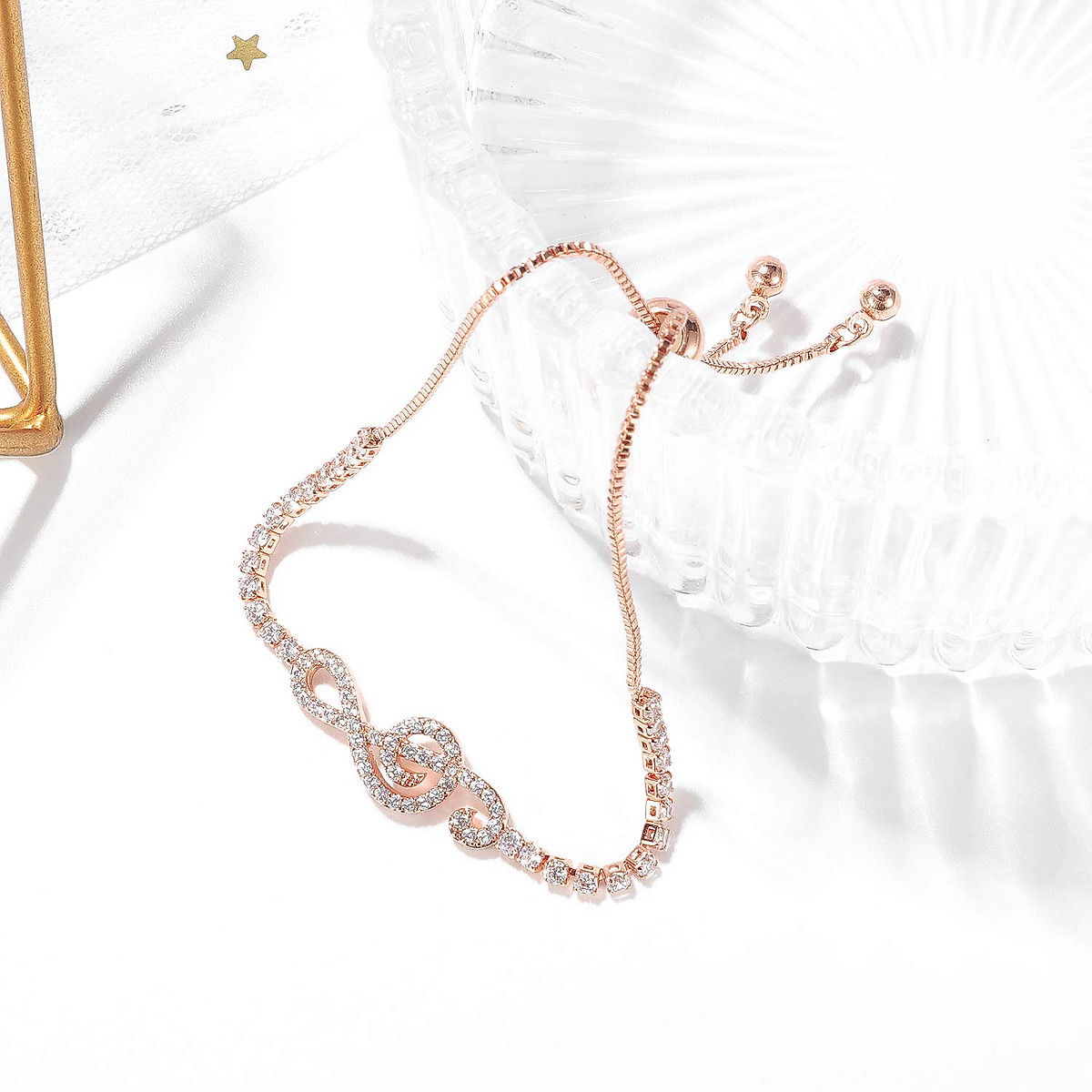 Titruebe Rose Gold Plated Bracelet for Women Musical Note Bracelets Music Lover Jewelry Gift