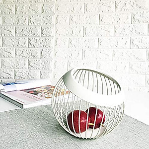 VANRA Metal Wire Fruit Bowl Sturdy Fruit Basket Fruit Holder Snack Storage Decorative Centerpiece Bowl for Modern Kitchen, Countertop, Living Room (White)