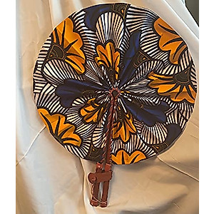 African Print Handheld Leather Folding Fan (White, Black, Brown)