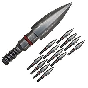 Stainless Steel Archery Field Points,9/32″ 19/64″ 5/16″ 11/32″ Diameter 100/125/150/175/200/250/300 Grains,Screw in Archery Field Tips(1 Dozen 12PCS) (9/32″-100grains)