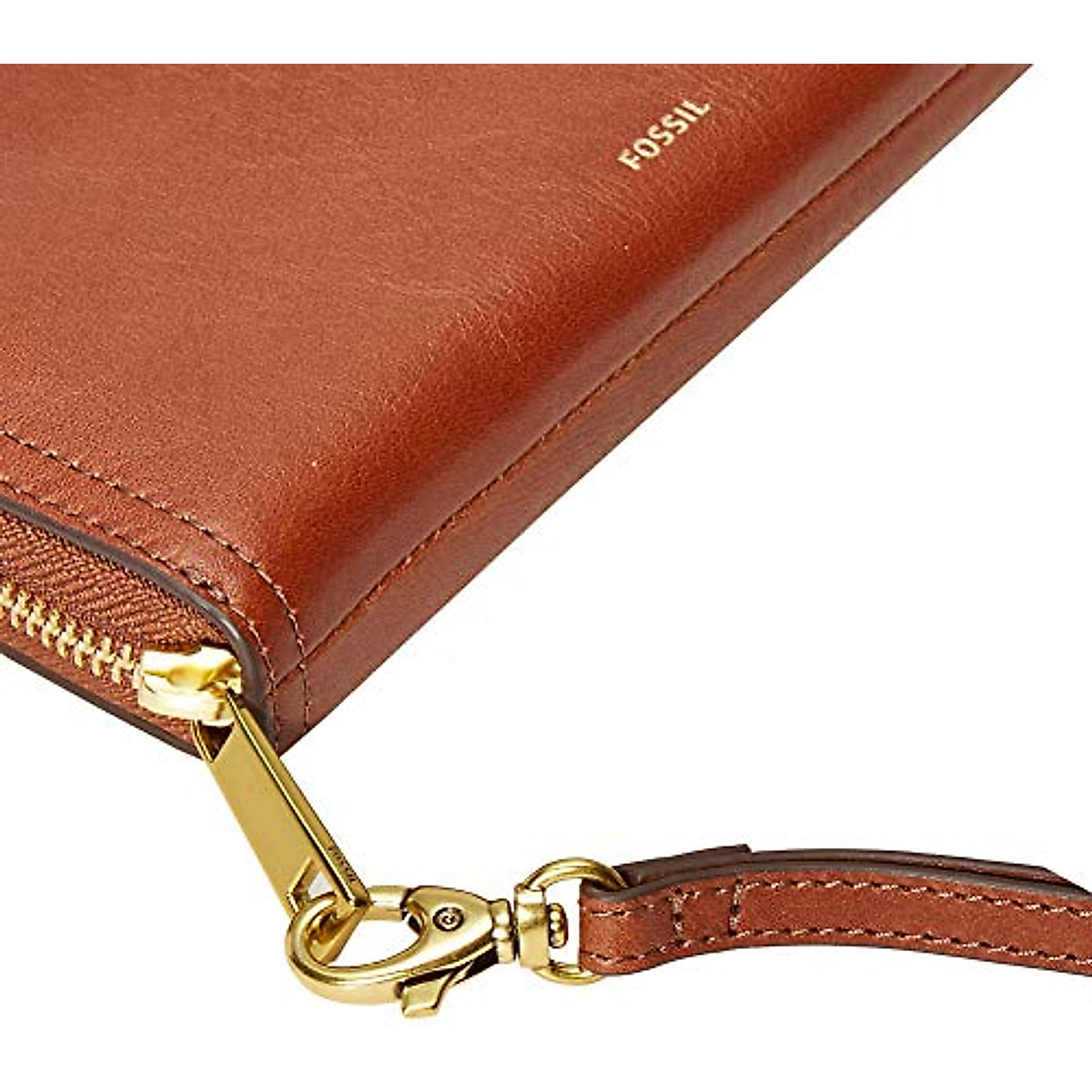 Fossil Women's Logan Leather RFID-Blocking Zip Around Clutch Wallet with Wristlet Strap