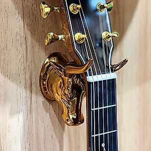 LKEREJOL Bull Head Guitar Holder Wall Hanger Guitar Ukulele Hook Ukulele Stand Rack Storage Bass Bull Head Wall Mounted Art Support Guitar Holder for Bass Electric Acoustic Guitar Ukulele