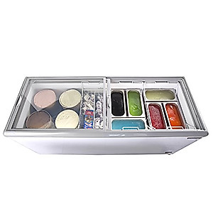 Maxx Cold MXF71F Sliding Glass Top Mobile Ice Cream Display Freezer Equipped with 5 Baskets, White