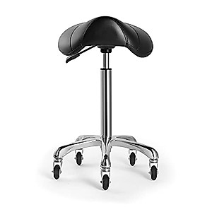 Saddle Stool Rolling Chair Swivel Salon Cutting Stool Adjustable Hydraulic Ergonomic with Wheels