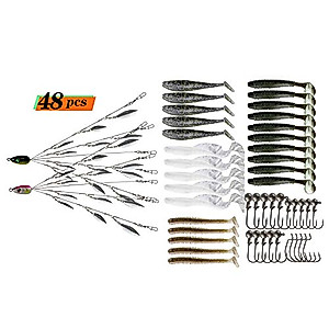 5 Arms Alabama Umbrella Rig Fishing Ultralight Tripod Bass Lures Bait Kit Junior Ultralight Willow Blade Multi-Lure Rig (12 blade kit (48pcs))