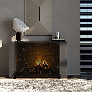 Fire Beauty Fireplace Screen Decorative Mesh Geometric Fire Spark Guard Gate Cover for Home