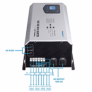 5000W Peak 15000watts Pure Sine Wave Power Inverter 24V DC to 120/240 VAC Split Phase with Battery AC Charger,Off Grid Low Frequency Solar Inverter