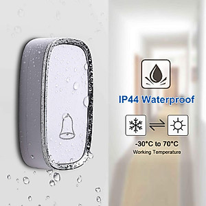 AUTENS Wireless Doorbell, Waterproof Door Bell Chime Kit Battery Operated 36 Melodies 4 Level Volume 1000 Ft Long Range LED Indicator for Home Classroom Office (2 Receiver,1 Transmiter)