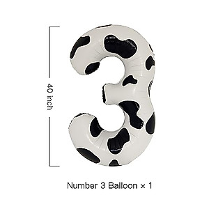 40 Inch Cow Print Balloon Large Number 3 Balloon for Cowgirl 30th Birthday Decorations Cow Print Party Supplies Cowprint Balloons (Number 3)