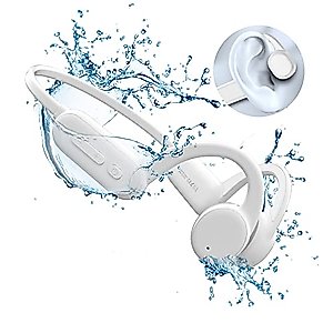Bone Conduction Headphones Wireless Bluetooth Open-Ear Headphones IPX8 Waterproof with Mic, 8G Memory MP3 for Swimming, Workouts, Running, Black