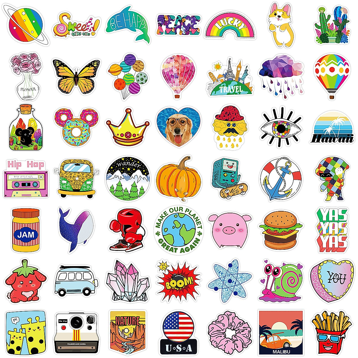 Mini Stickers for Kids, 600pcs Water Bottle Stickers Sheet for Teens, Adults, Cute Vinyl Waterproof Stickers Decals for Laptop, Scrapbook, Gift for Teacher, Student