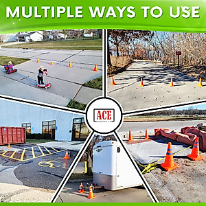 Collapsible Traffic Cones Safety Cones - 4 Pack, 18 Inch - Parking Cones for Parking Lot - Collapsible Cones for Use As Road Cones, Orange Cones for Parking, Collapsible Traffic Cone for Drivers