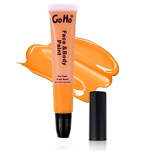 Go Ho Orange Face Paint Stick(0.85oz),Water Based Cream Orange Body Paint Washable,Liquid Concealer,Covers Oil-Free,Halloween Cosplay SFX Foundation Tiger Pumpkin Makeup