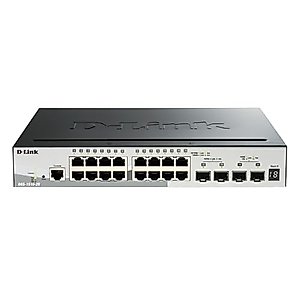 D-Link 20-Port Gigabit Stackable Smart Managed Switch 10G Uplinks | 16 Gigabit + 2 10GbE SFP+ and 2 SFP Ports| L2+/L3 Lite |VLANs |Web Managed |Surveillance Mode| NDAA Compliant (DGS-1510-20)