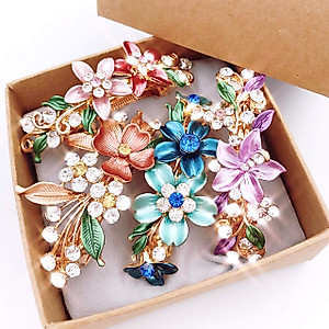 4PCS Colorful Vintage Flower Design Metal Small French Barrettes Hair Clasps Accessories Women