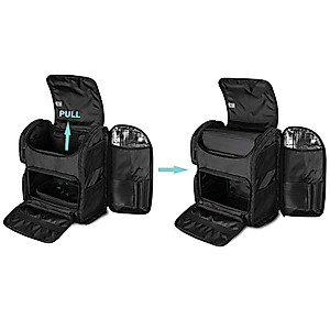 BYOOTIQUE Makeup Backpack Soft Sided Makeup Train Case Barber Cosmetic Bag Double Layer Organize Carry on Travel with Heat Isolation Side Pocket Removable Bag for Makeup Artist Hairstylist, Black