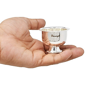PRD CARATCAFE Small Size Pure Sterling Silver Shot Cup ( 30 ml / 1 Oz.), Kitchen Liquid Measuring 1oz, Puja item like kumkum, Diya in Precious Silver NT Weight 15 grams (REFER IMAGES FOR SIZE)