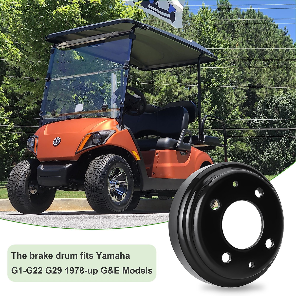 10L0L Golf Cart Brake Drum/Hub Assembly for Yamaha G1 G2 G8 G9 G11 G14 G16 G19 G22 G29 1978-Up Gas or Electric Golf Cart OEM# JU0-G6521-00-00 (2 Pack)