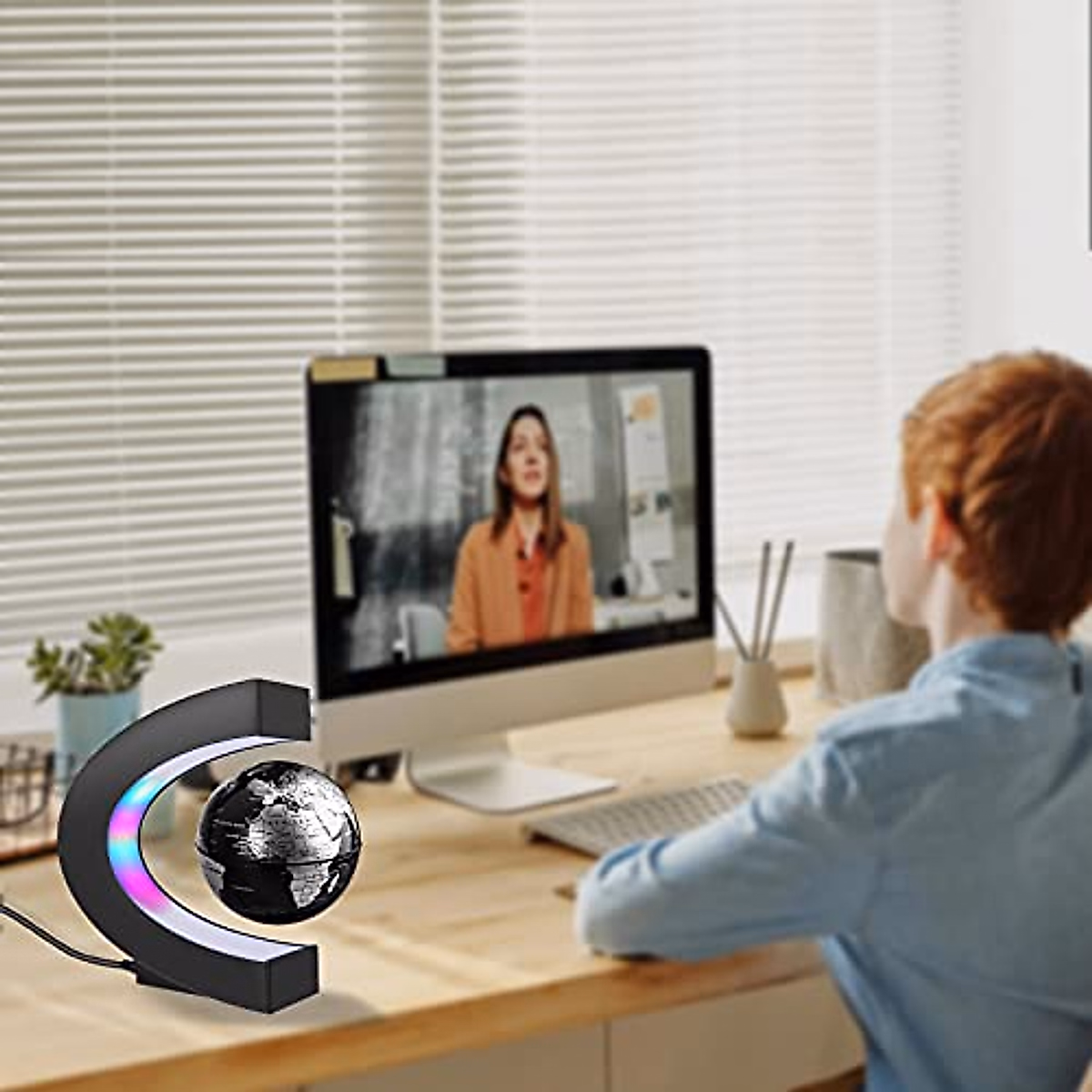 REHAVE Holiday Birthday Gifts for Kids, Graduation Gifts for Him, Magnetic Levitation Floating World Map Globe with C Shape Base, LED Light Lamp - Gifts for Men, Boyfriend, Dad, Fathers Day Gifts