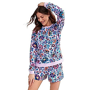 Vera Bradley Women's French Terry Drop Shoulder Sweatshirt, Cloud Vine Multi, Medium