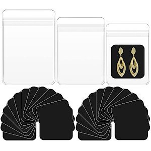 Haiabei 120 Pcs Clear Plastic Self Locking Jewelry Bags Sets Jewelry Anti-Tarnish Paper Tab Strips Self Seal Small Zipper Bag Jewelry Storage Baggies for Jewelry,Gift Card,Candy