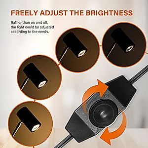 Simple Deluxe Reptile Lamp Fixture Holder Clamp Lengthened Adjustable Socket with Wider and Deeper Spot Light Barrel Dimmable Switch 25W UV Bulb Included, for Lizard Tortoise Snake Aquarium Habitat