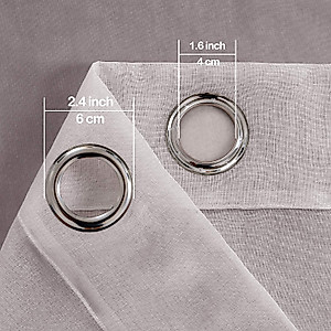 Hiasan Ombre Sheer Curtains 84 Inches Long - Faux Linen Decorative Voile Grommet Window Curtains for Bedroom and Living Room, Light Brown, 2 Drape Panels