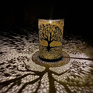 Ruiqas Solar Light Energy Saving Lamp Indoor Outdoor Hollow- Out Leaves Bucket Light Waterproof Lamp for Patio Garden Home Decoration