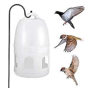 POPETPOP Automatic Bird Feeder Waterer- Plastic Hanging Pigeon Water Dispenser, Bird Cage Accessories for Parrot Parakeet Canary, 5L