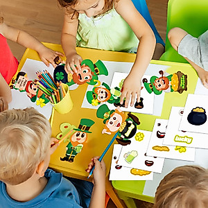 chiazllta 30 Packs St. Patrick's Day Craft Kits DIY Leprechauns Art Craft for Preschool Kids, St. Patrick’s Day Make Your Own Leprechauns Paper Craft Set for Home Class Game Activities Kindergarten